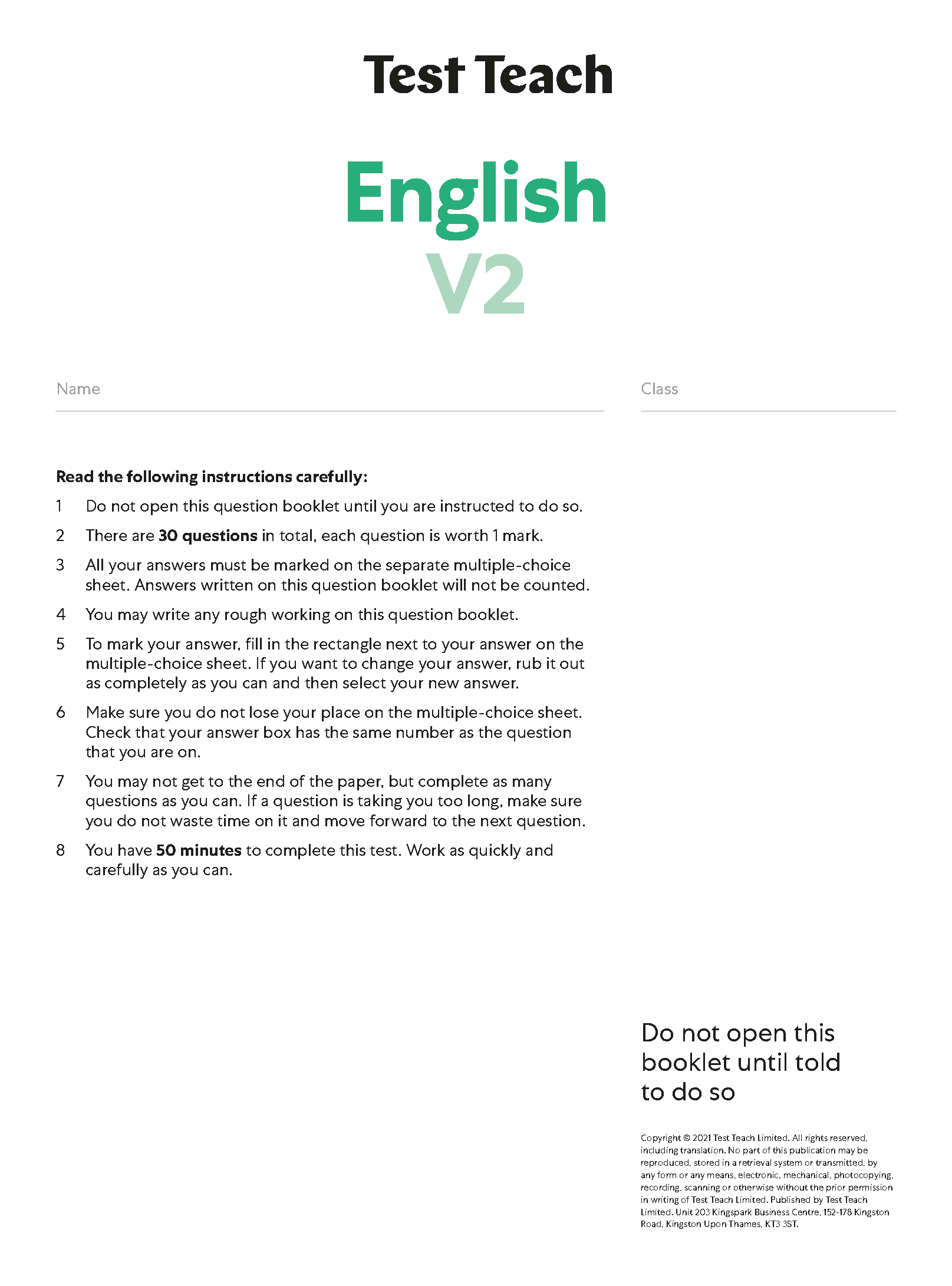 English | V2 - Test Teach