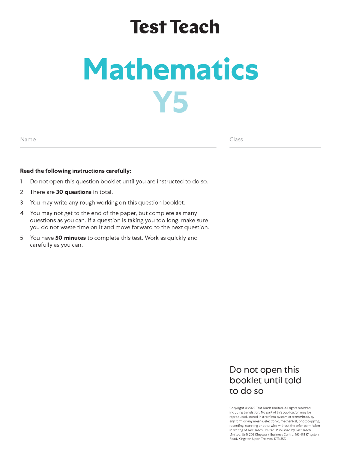 Mathematics | Y5 - Test Teach