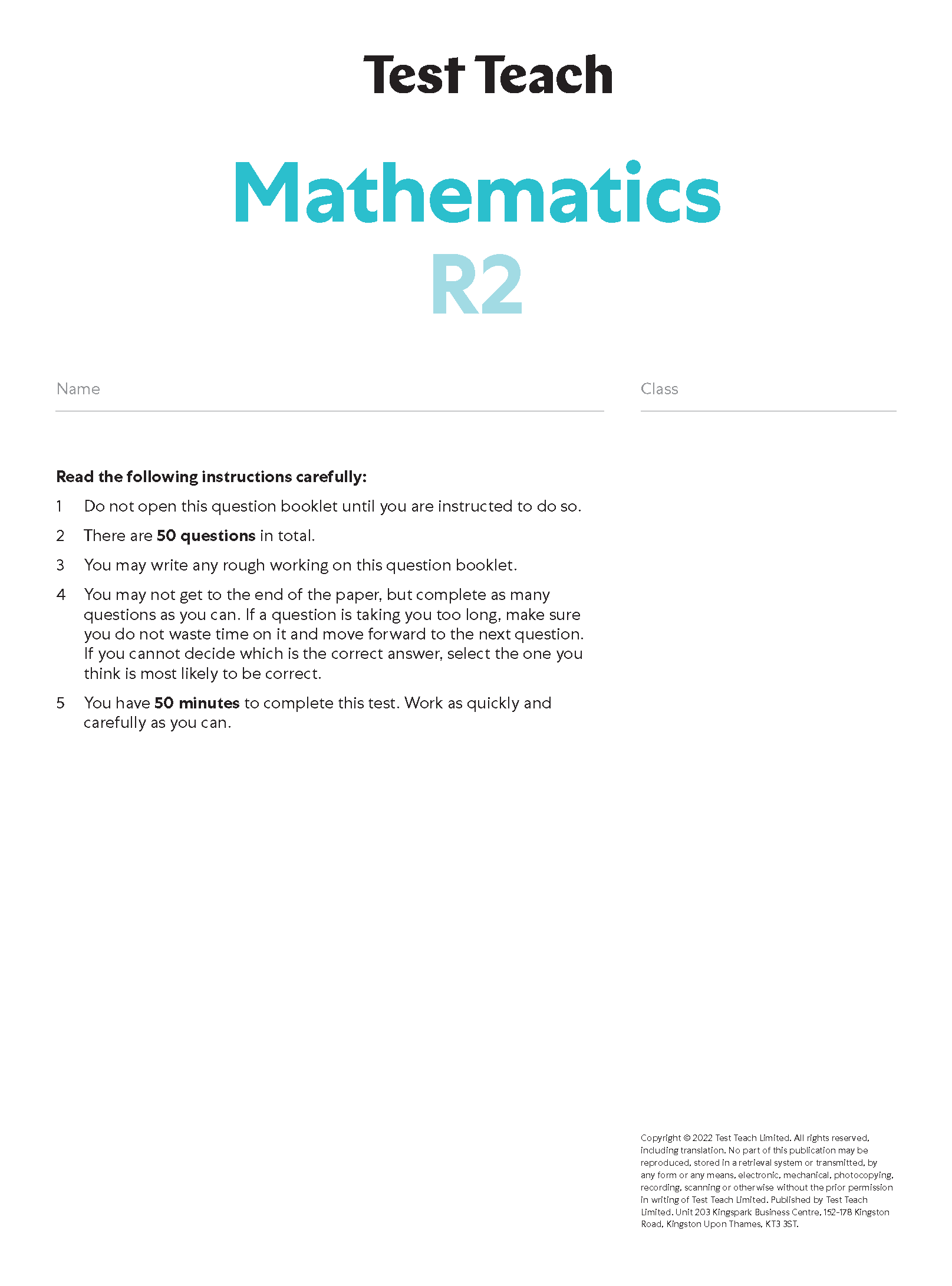 Mathematics | R2 - Test Teach