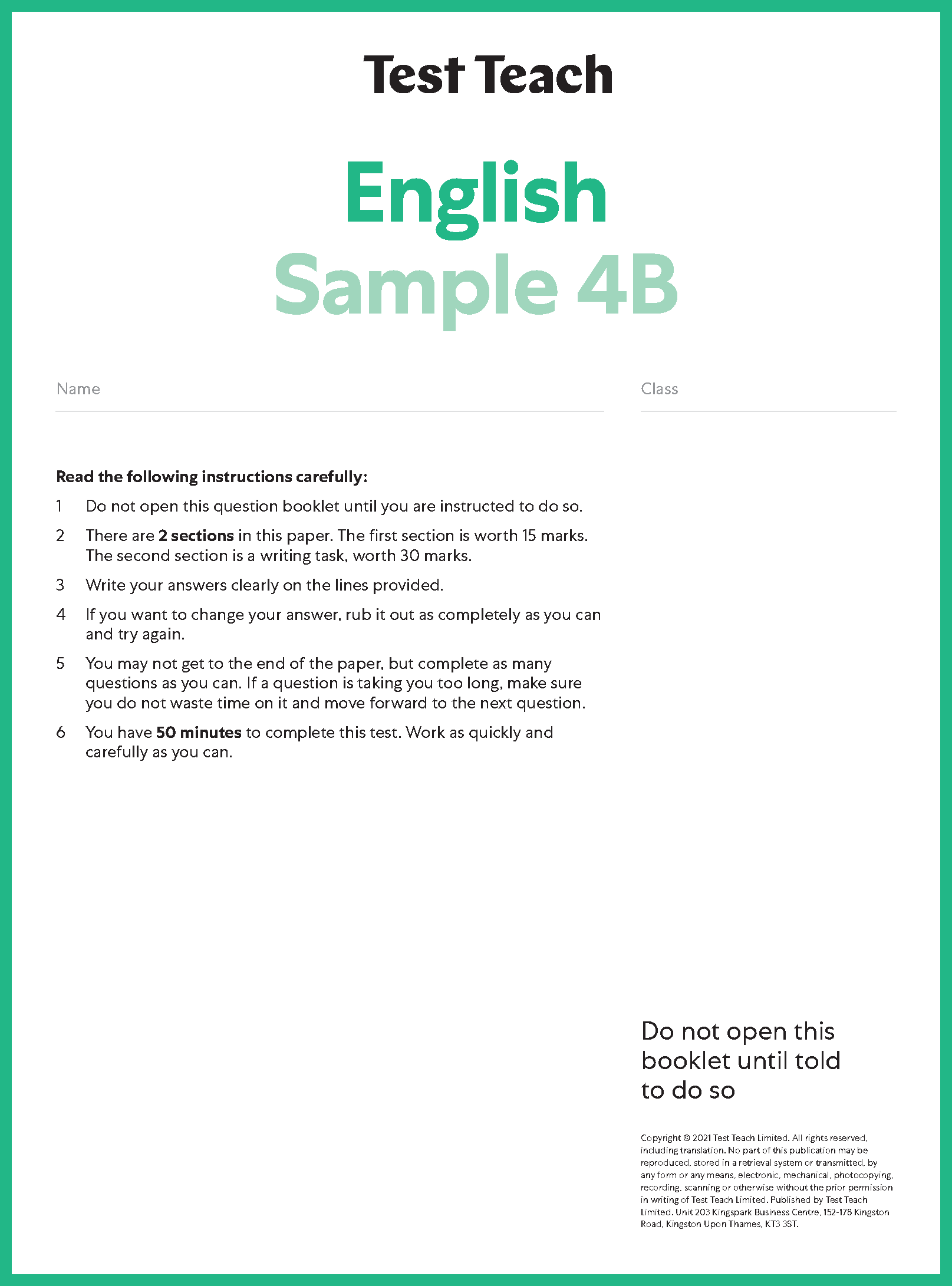 English | Sample 4B - Test Teach
